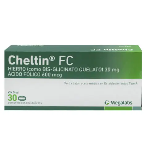 Cheltin FC hierro 30 mg/ácido fólico 600 mcg x 30 comp. recubiertos ...