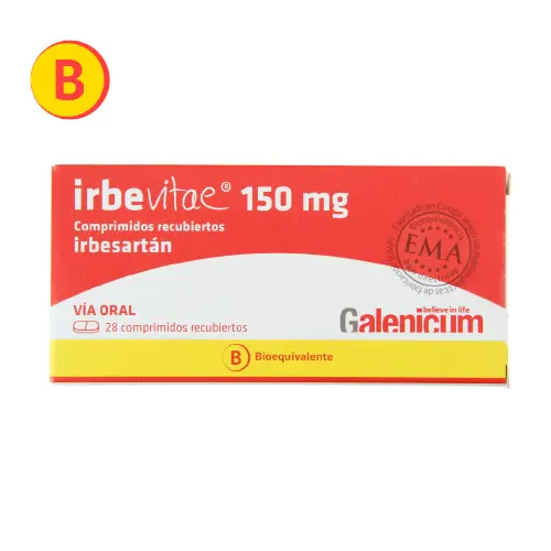 IrbeVitae Irbesartán 150 Mg x 28 Comprimidos Recubiertos - EcoFarmacias