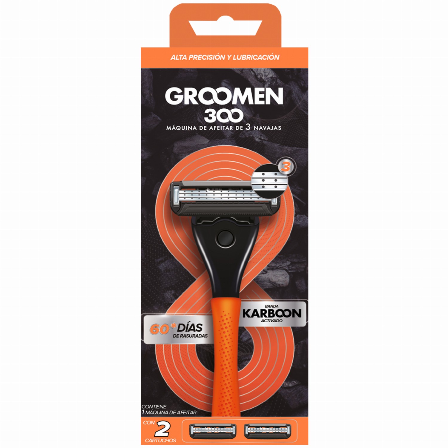 Groomen 300 Maquina de Afeitar de 3 Navajas 1 Maquina con 2 Cartuchos ...