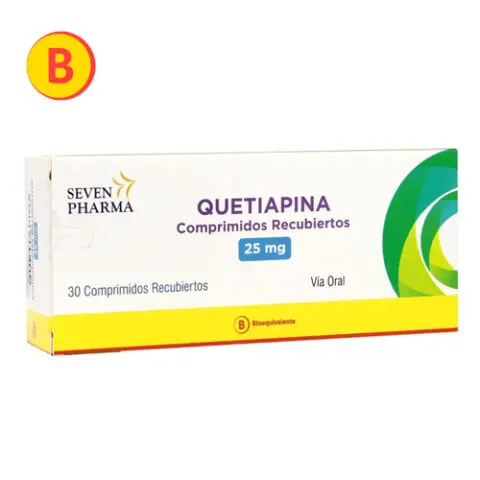 Quetiapina 25 mg x 30 comprimidos recubiertos (Seven Pharma) - EcoFarmacias