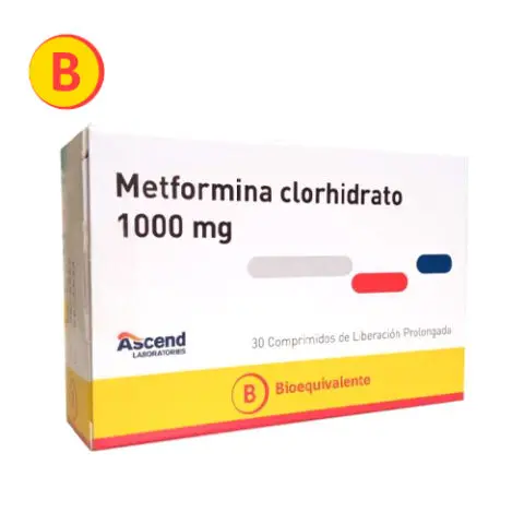 Metformina Clorhidrato XR 1000mg x 30 Comp (Ascend) - EcoFarmacias