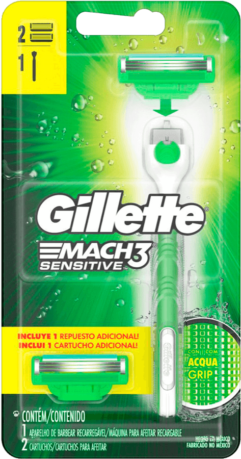 Prestobarba Gillette Mach3 Sensitive Maquina +2 Repuesto - EcoFarmacias