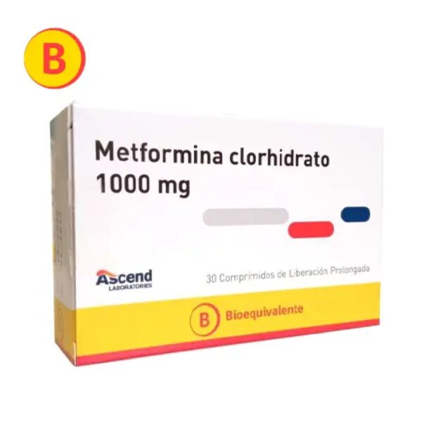 Metformina Clorhidrato 1000 Mg 30 Comprimidos de Liberación Prolongada ...