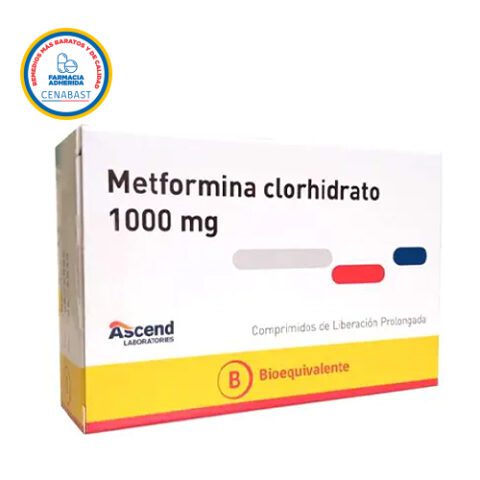 Metformina clorhidrato XR 1000 mg x 60 comp. liberación prolong ...